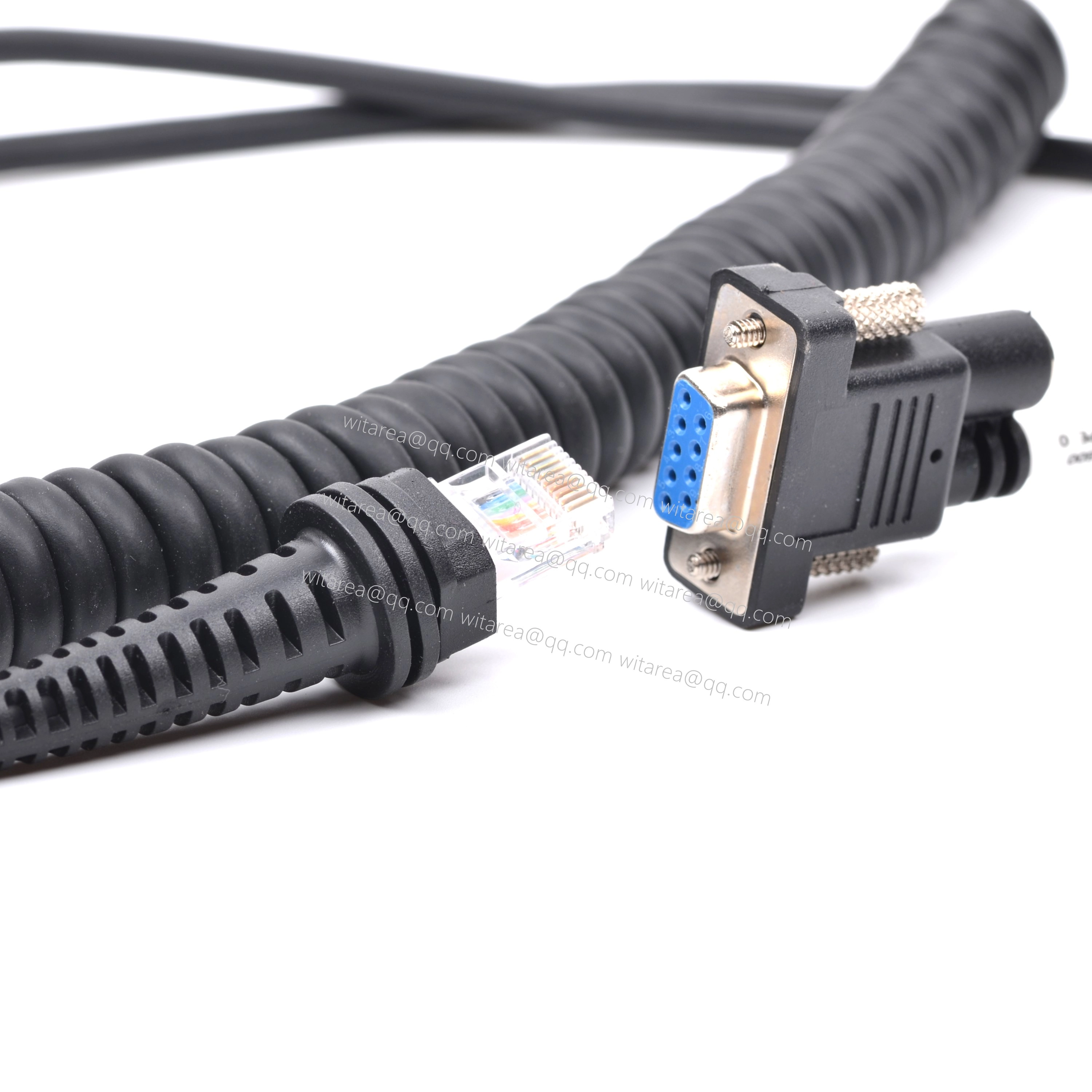 Coiled RS232 DB9 plug with DC 5V cable