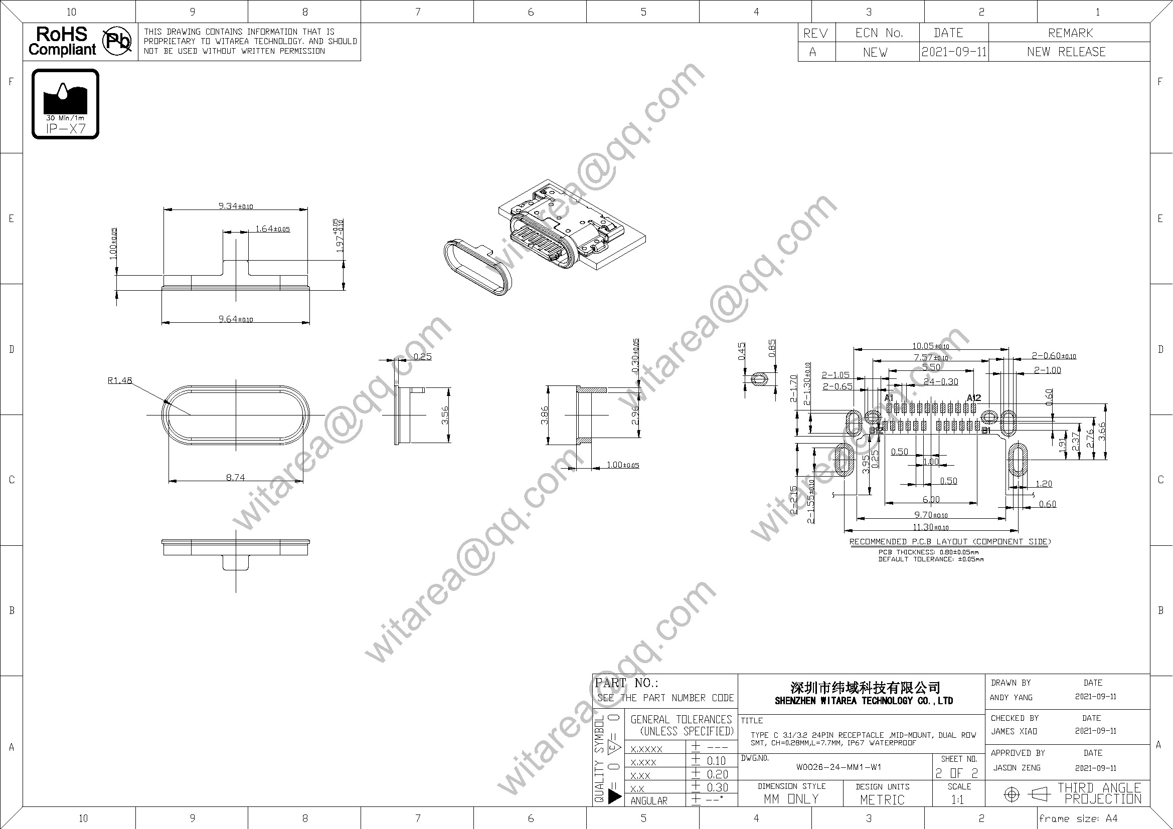 Source USB Type c famale Receptacle IPX7 waterproof, Heavy duty power ...