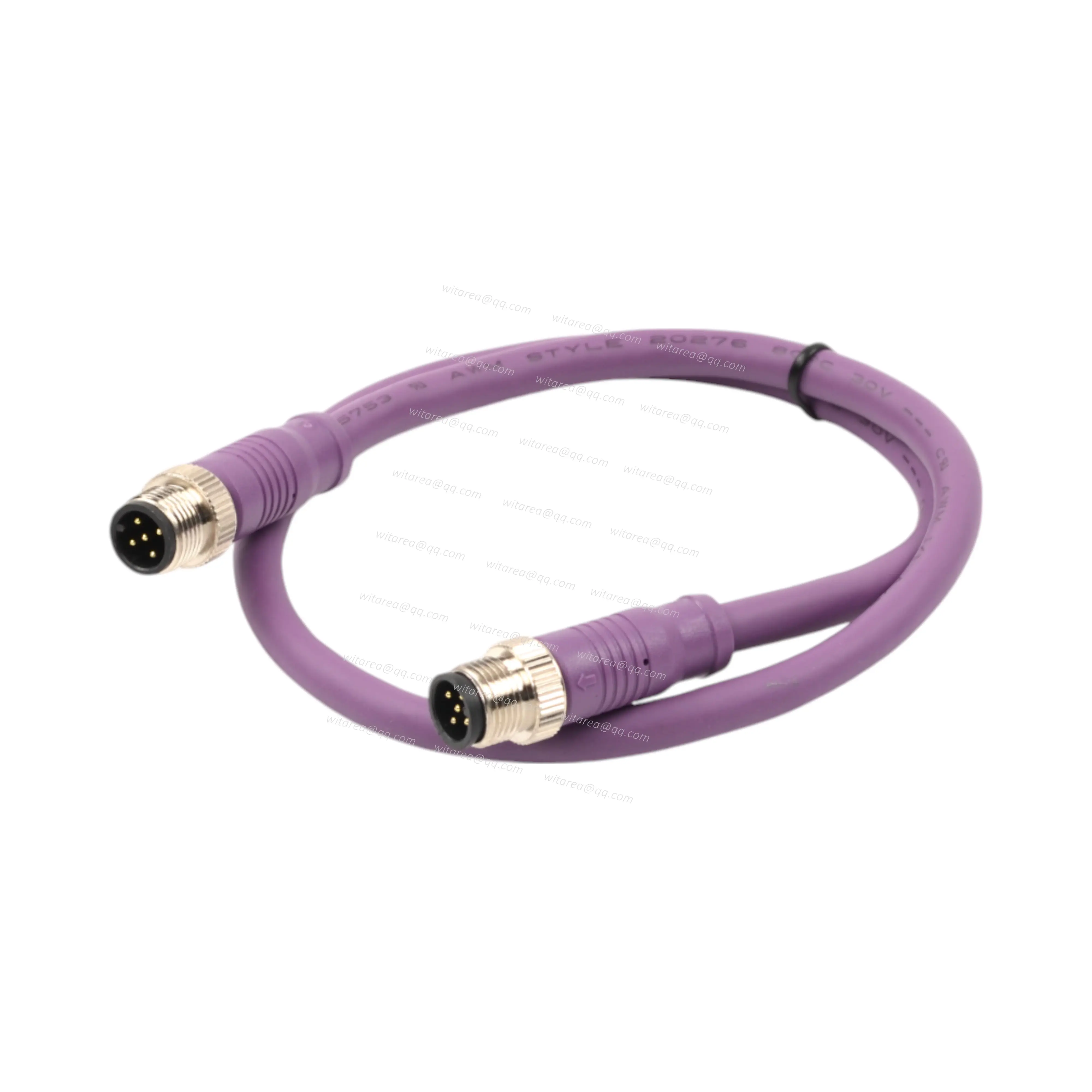 Professional custom M12 waterproof plug purple color ,custom plug cable ...