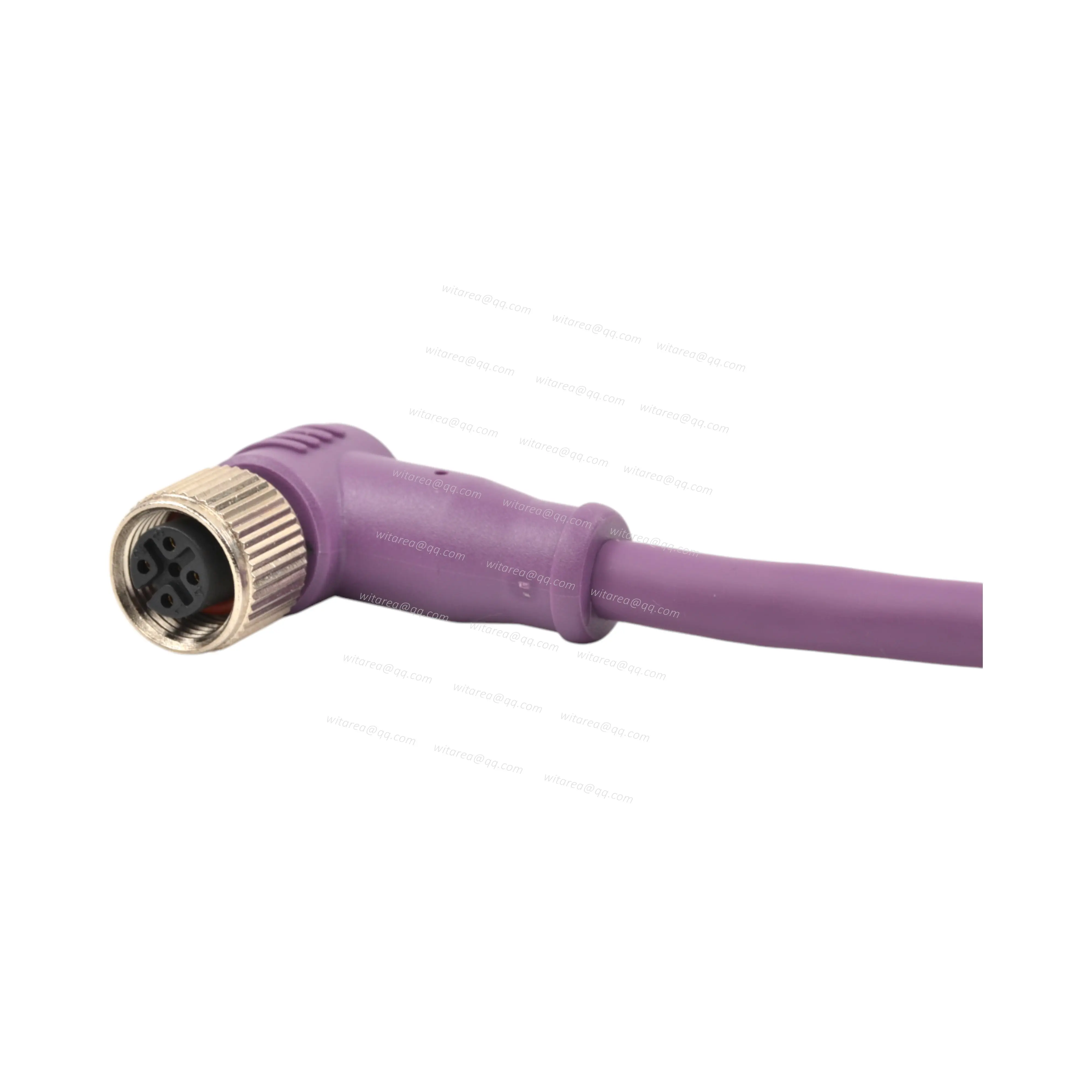 Professional custom M12 waterproof plug purple color ,custom plug cable ...