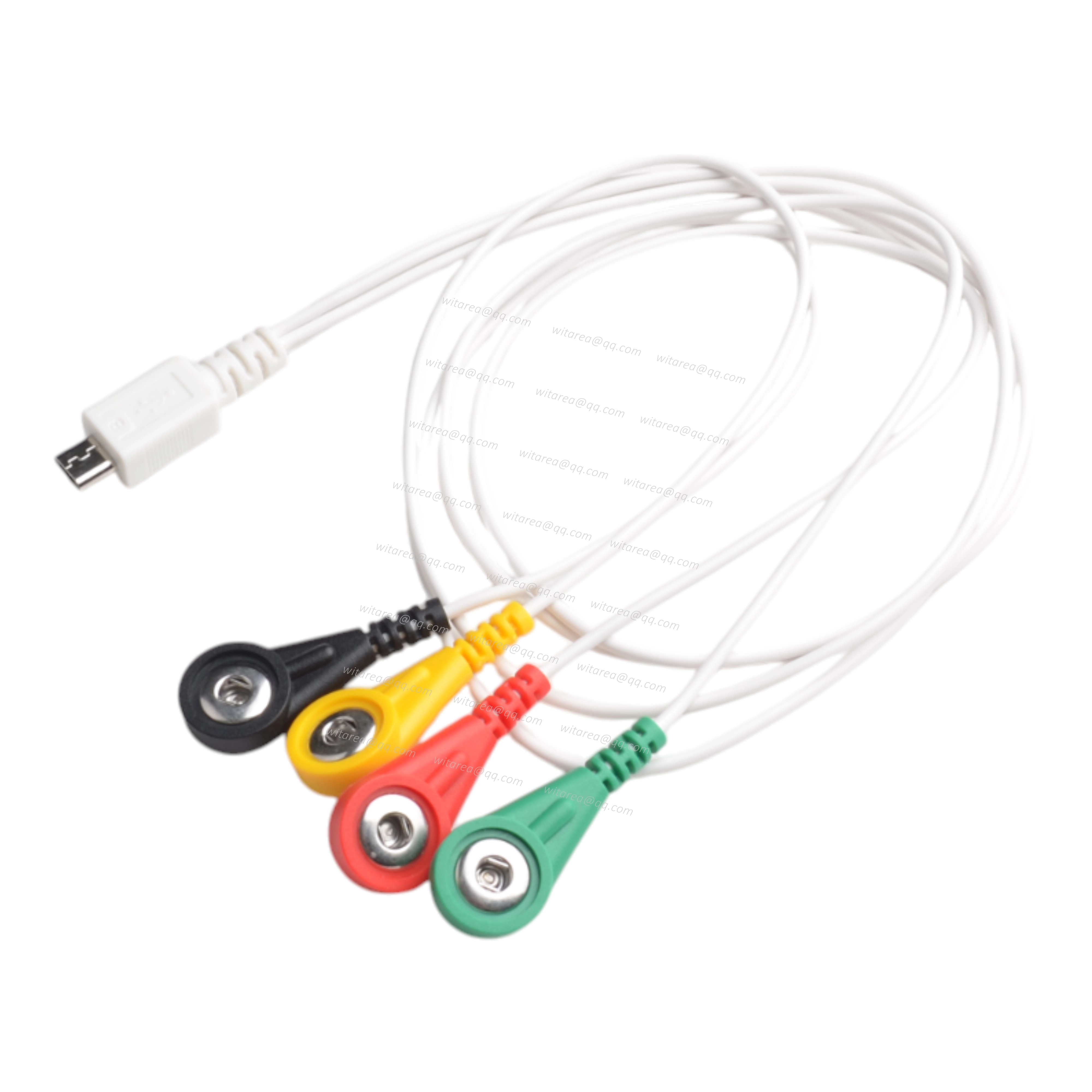 Professional 4 leads electrode snap medical cable, Custom Micro USB to ...