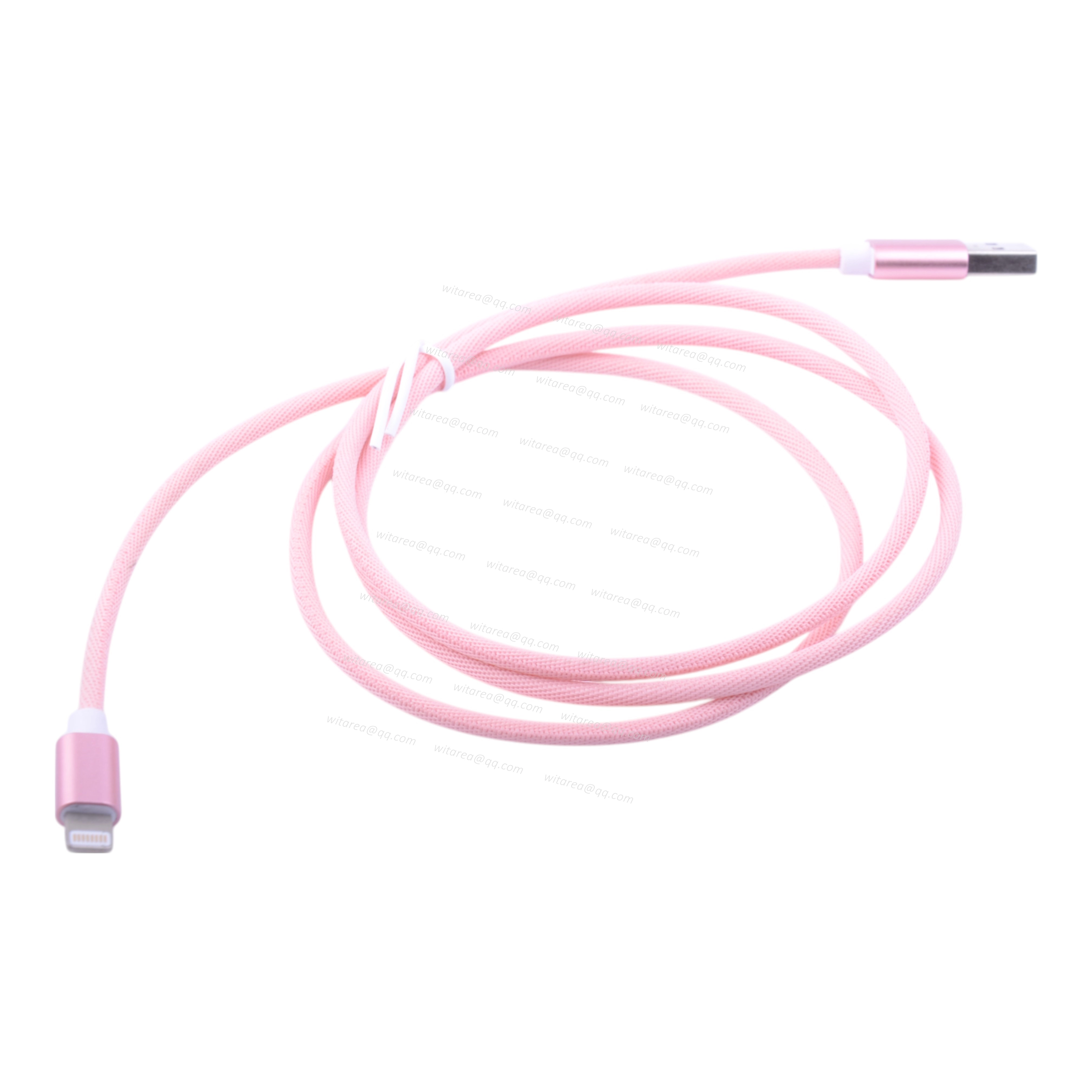 Professtional USB AM to lightning 8pin male cable , Braided pink color ...